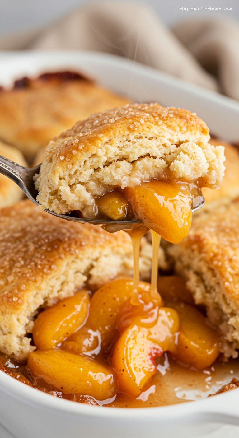 Brown Sugar Peach Cobbler with Buttermilk Biscuits and Quick Caramel ...