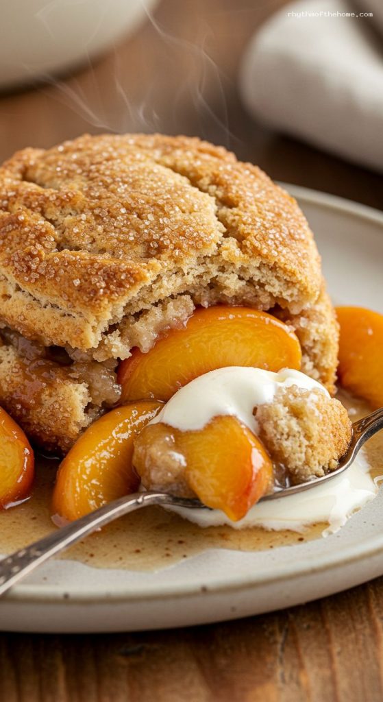 Brown Sugar Peach Cobbler with Candied Ginger and Bourbon – Rhythm of ...
