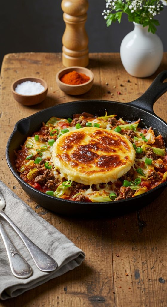 Cheesy Beef and Cabbage Skillet with Broiled Cheddar – Rhythm of the Home