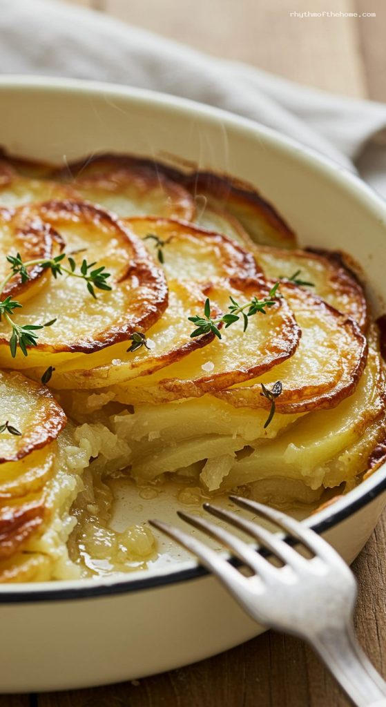 Crispy-Edged Pommes Boulangère with Thyme and Onions – Rhythm of the Home