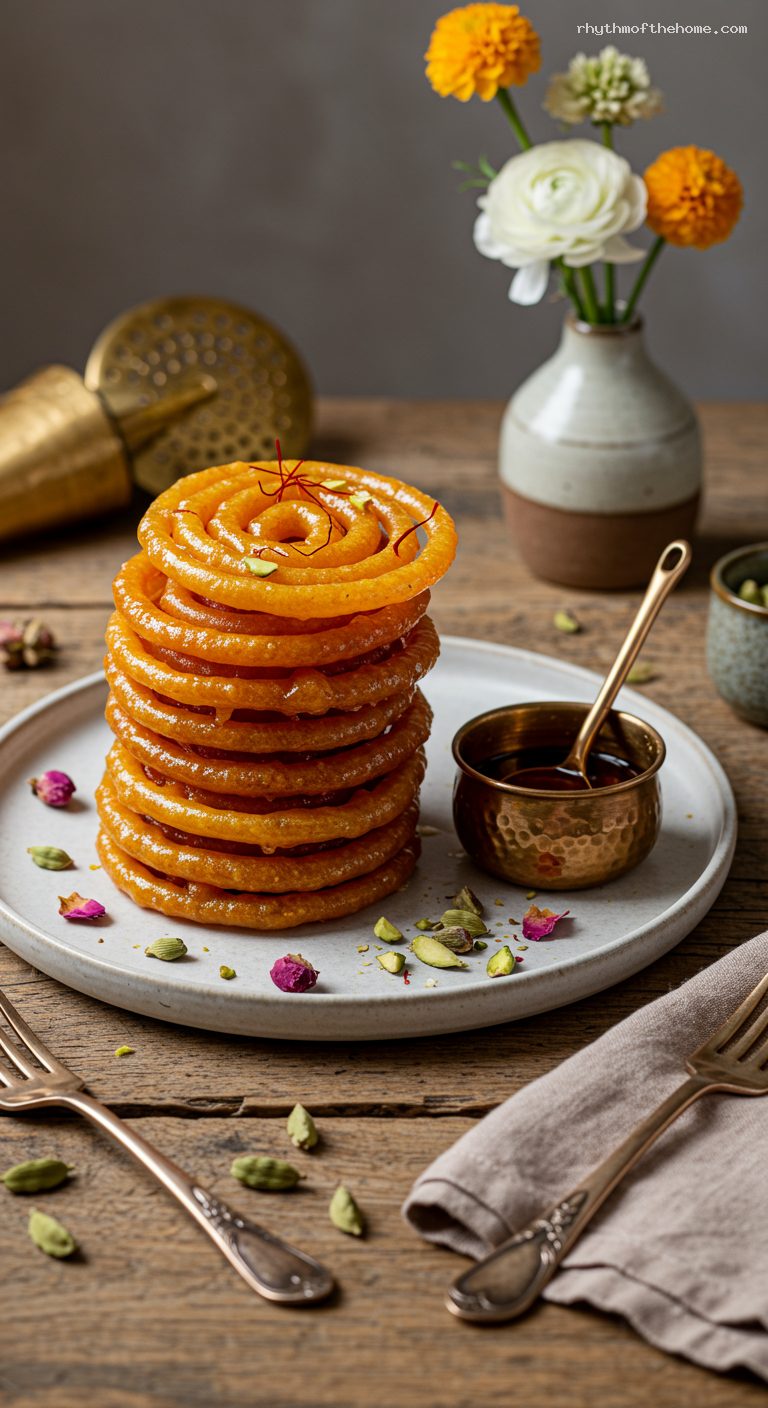 Crispy Jalebi with Saffron-Cardamom Syrup – Rhythm of the Home