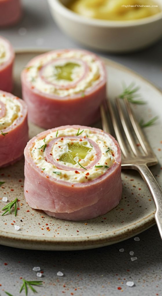 Ham and Pickle Roll-Ups with Dijon Cream Cheese – Rhythm of the Home