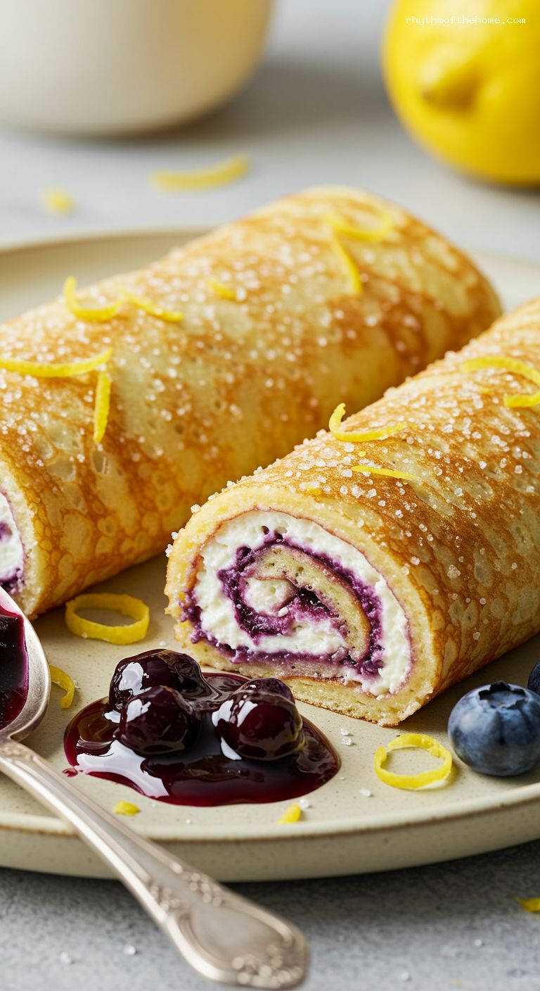Lemon Ricotta Pancake Roll-Ups with Blueberry Cream Cheese – Rhythm of ...