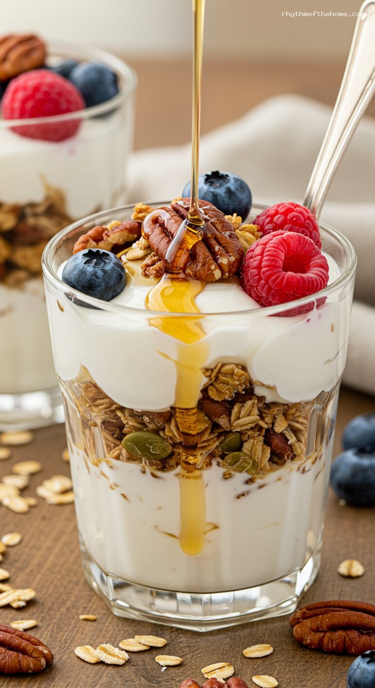 Maple-Pecan Granola Parfait with Greek Yogurt and Berries – Rhythm of the Home