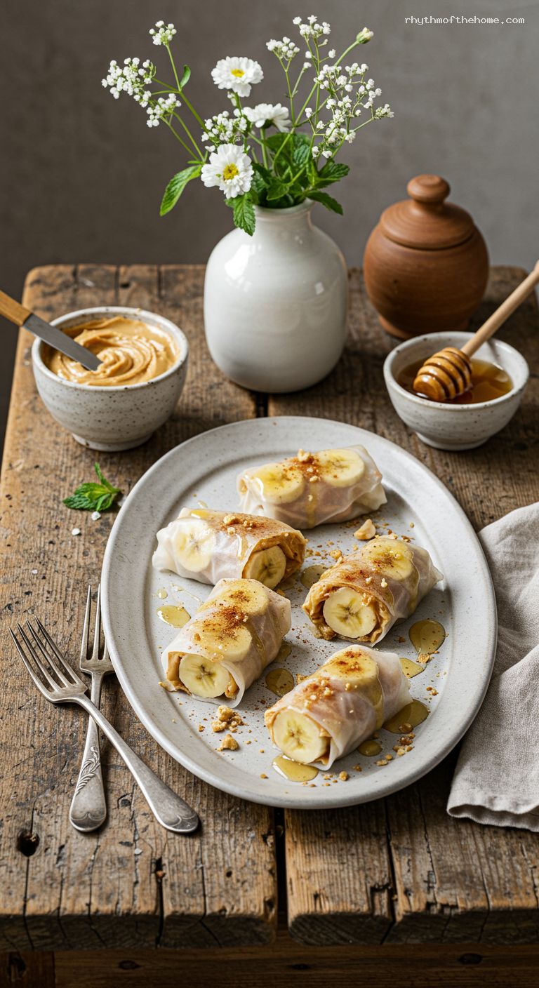 Peanut Butter Banana Rice Paper Rolls with Honey – Rhythm of the Home