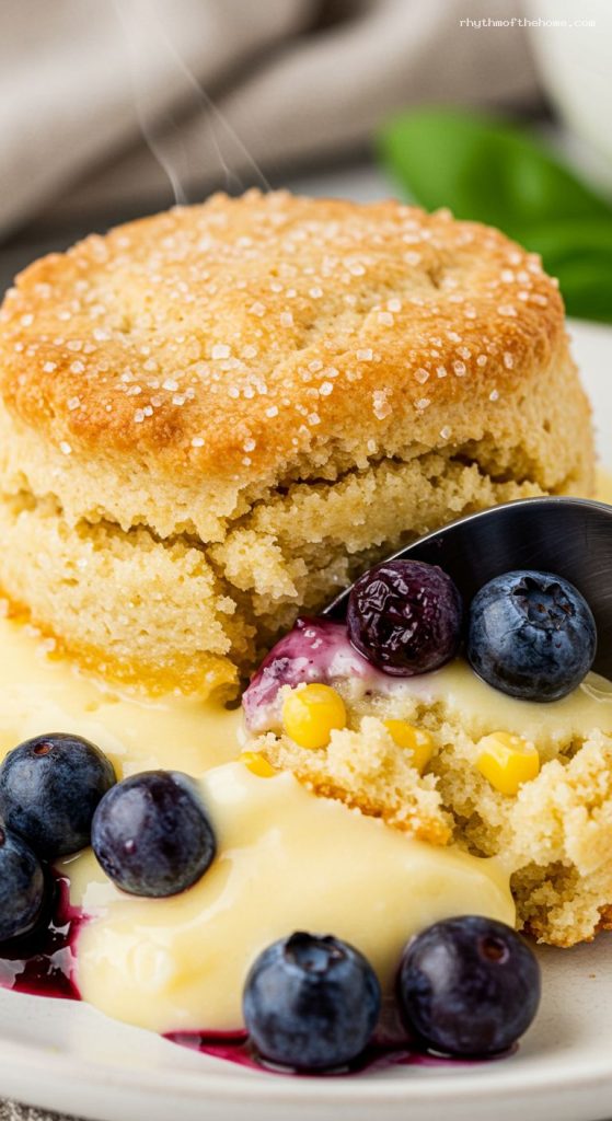 Sweet Corn Custard Cobbler with Honeyed Blueberries – Rhythm of the Home