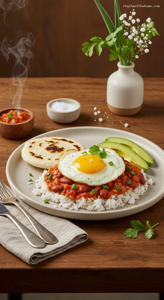Calentado Paisa with Hogao, Fried Egg, and Arepa – Rhythm of the Home