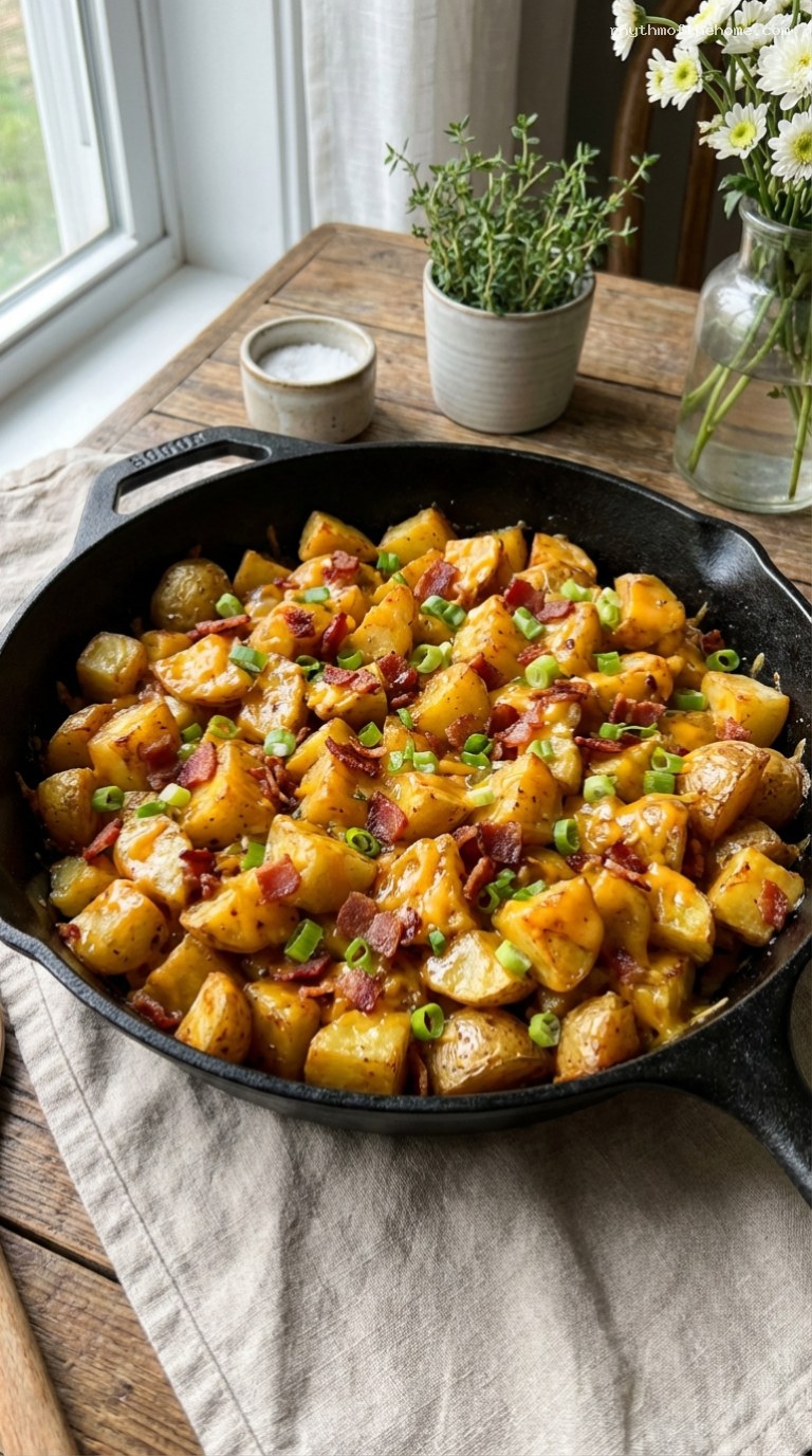 Cheddar Ranch Potato Skillet with Bacon and Scallions – Rhythm of the Home