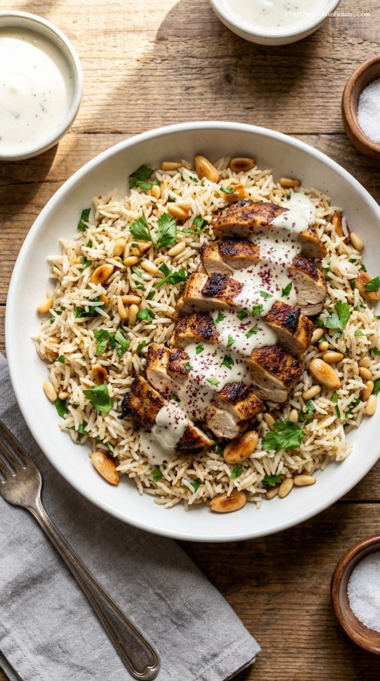 Chicken Shawarma Rice Pilaf with Garlicky Sauce – Rhythm of the Home