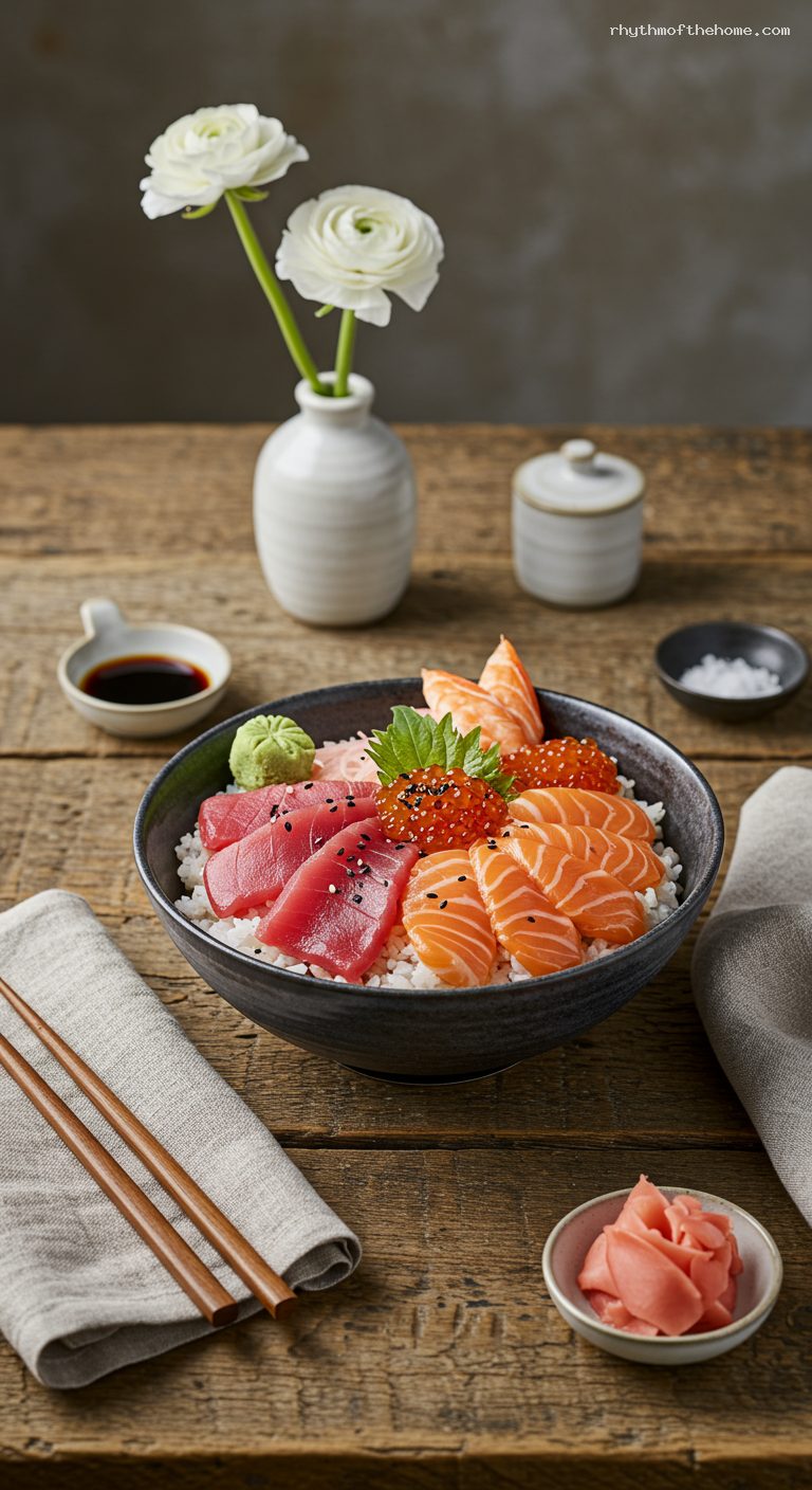 Kaisen Don With Jewel-Like Sashimi Over Sushi Rice – Rhythm of the Home