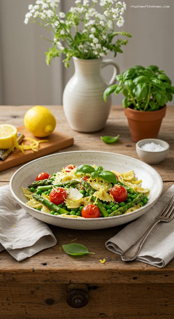 Lemon-Garlic Pasta Primavera with Spring Vegetables – Rhythm of the Home