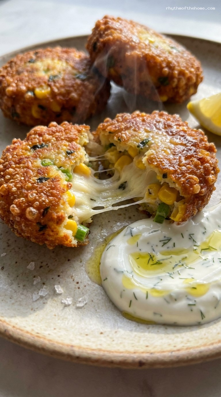 Summery Corn and Mozzarella Fritters with Scallions – Rhythm of the Home