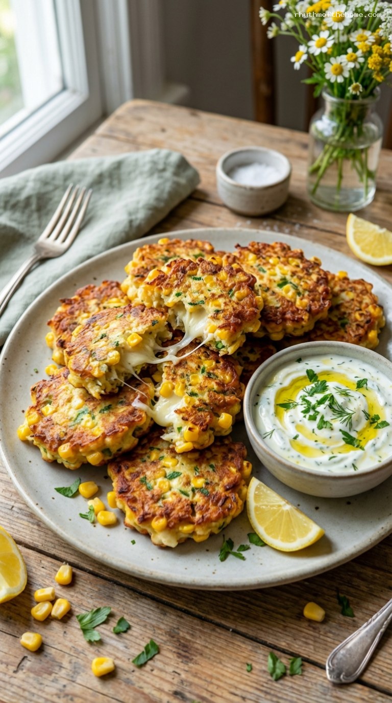 Summery Corn and Mozzarella Fritters with Scallions – Rhythm of the Home