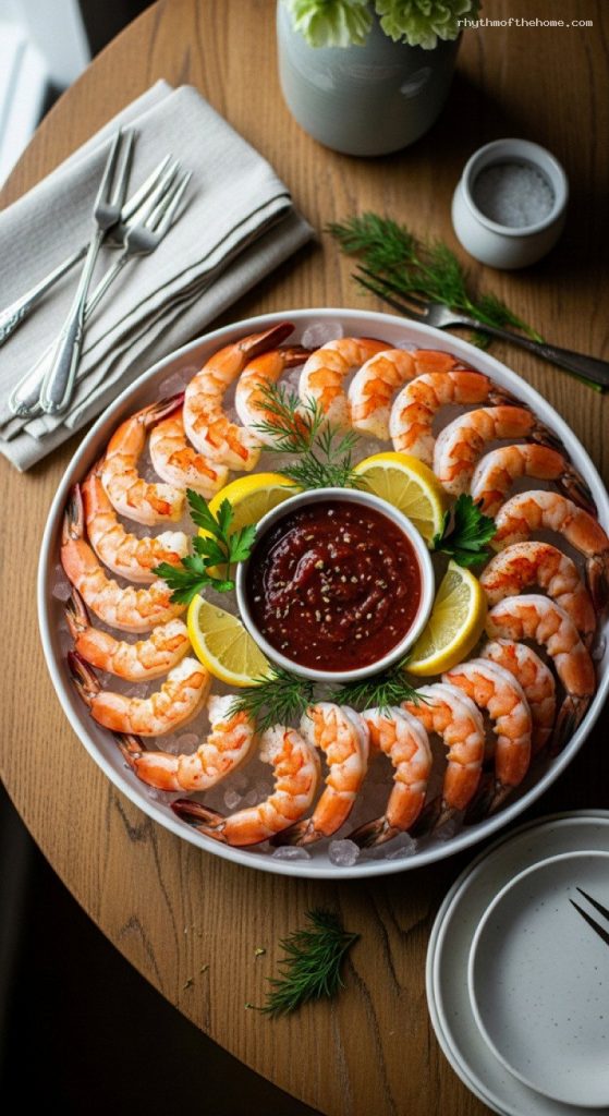 Festive Shrimp Cocktail Platter With Zesty Horseradish Sauce – Rhythm ...