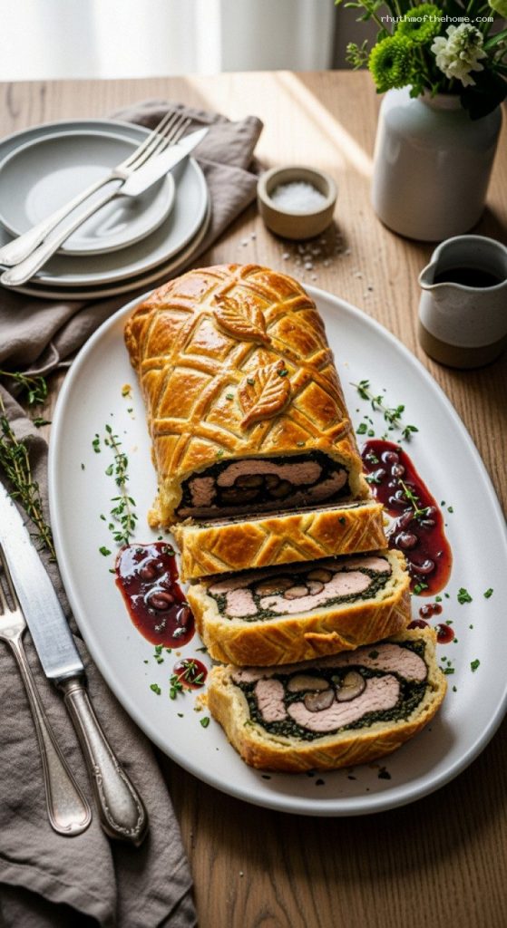 Mushroom and Chestnut Wellington with Red Wine Jus – Rhythm of the Home
