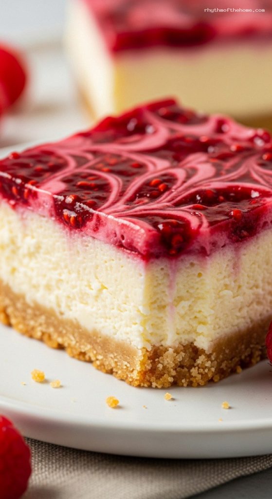 Raspberry Swirl Cheesecake Bars with Buttery Shortbread Crust – Rhythm ...