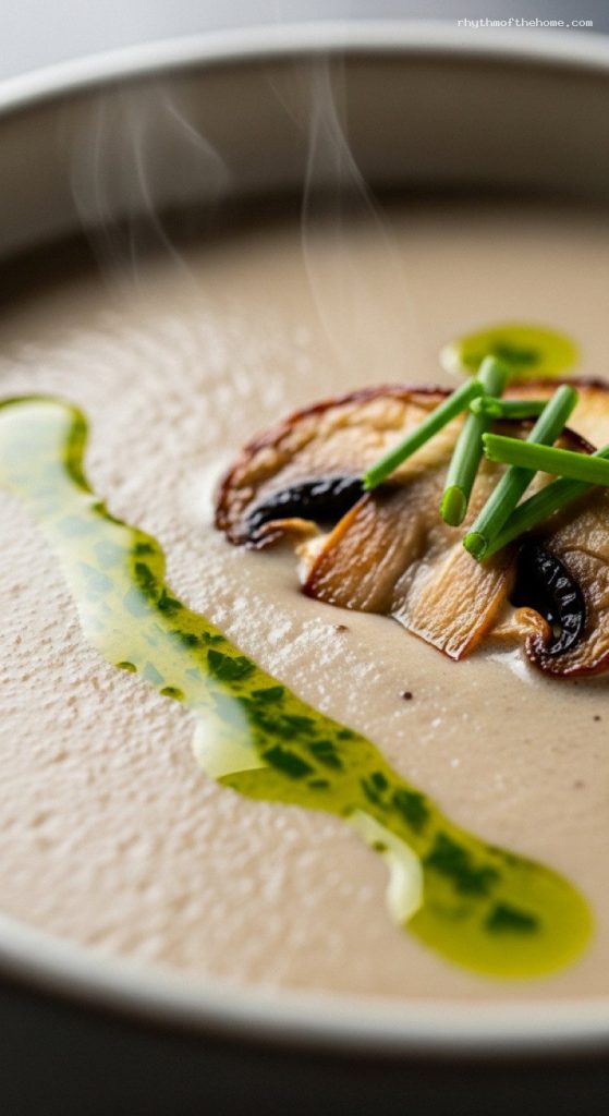 Silky Wild Mushroom Bisque with Sherry and Chive Oil – Rhythm of the Home