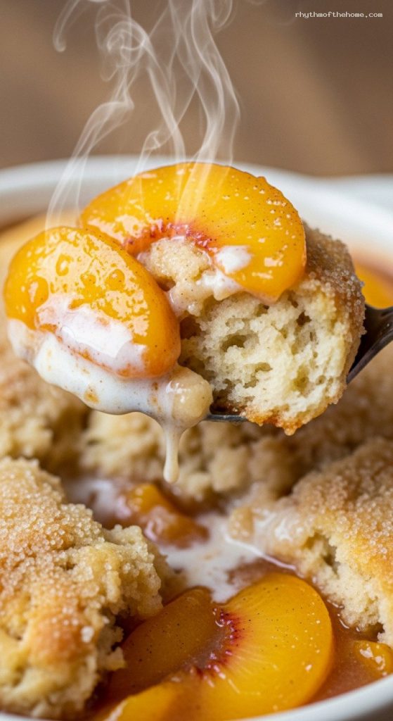 Warm Peach Cobbler With Biscuit Topping And Ice Cream – Rhythm of the Home