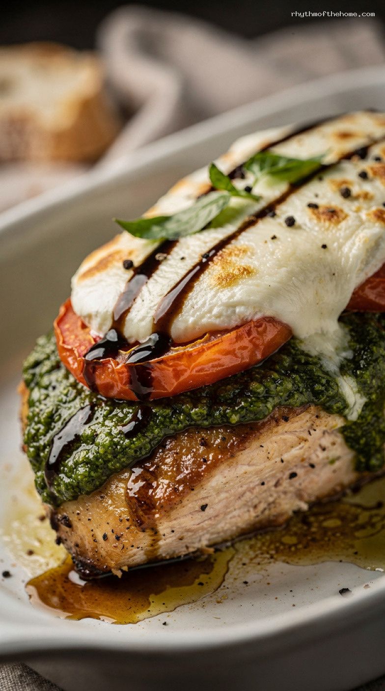 Baked Caprese Chicken With Pesto, Mozzarella, and Balsamic Glaze ...