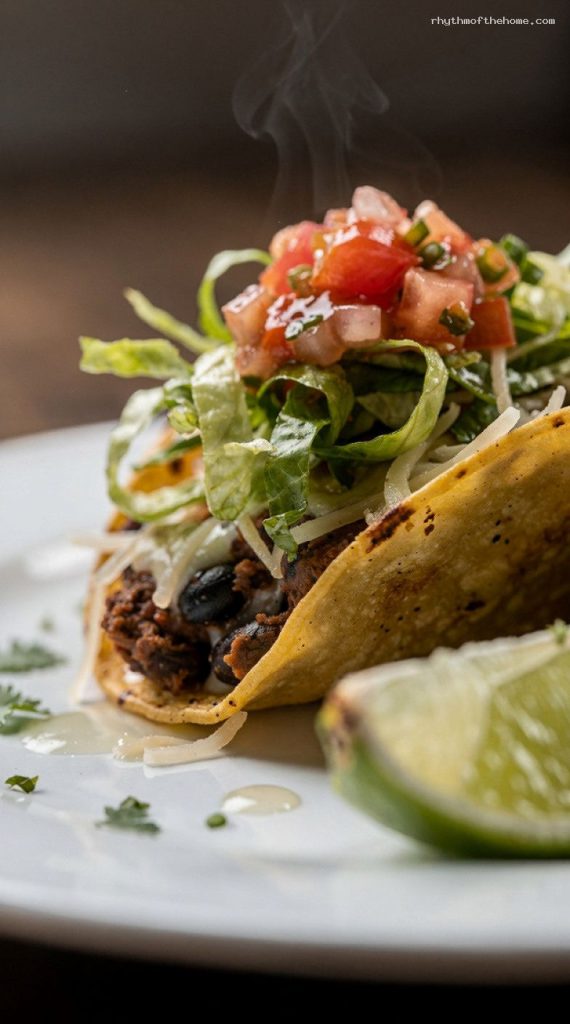 Black Bean Smash Burger Tacos with Cheese and Salsa – Rhythm of the Home