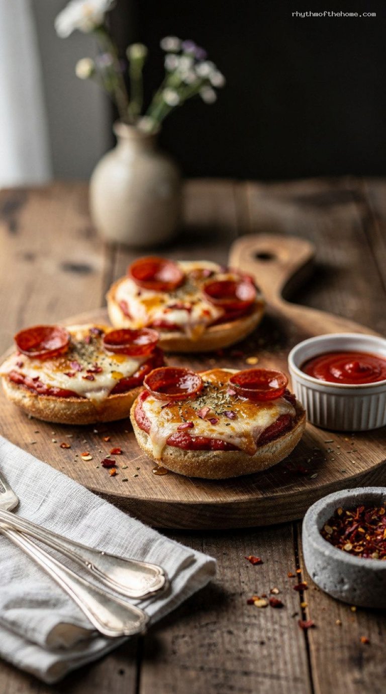 English Muffin Pizza Toast With Mozzarella and Pepperoni – Rhythm of ...