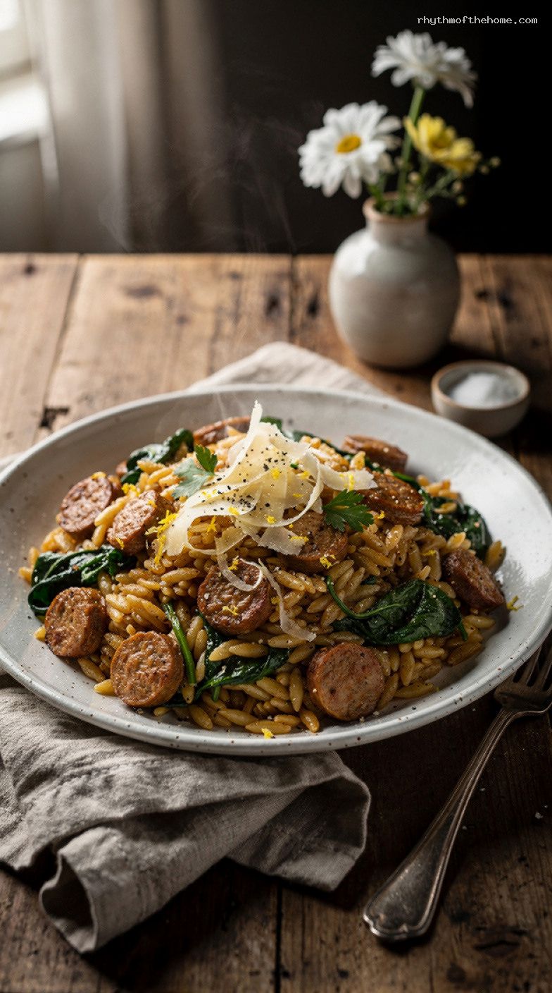 One-Pot Sausage and Spinach Orzo with Parmesan – Rhythm of the Home